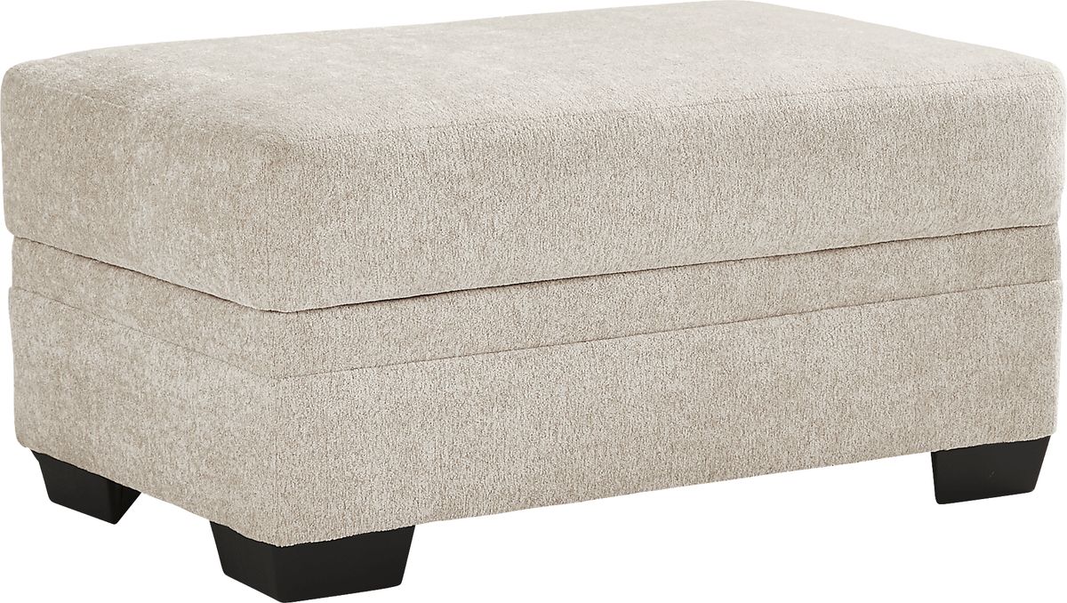 Copley Place Linen Beige Chenille Fabric Storage Ottoman | Rooms to Go