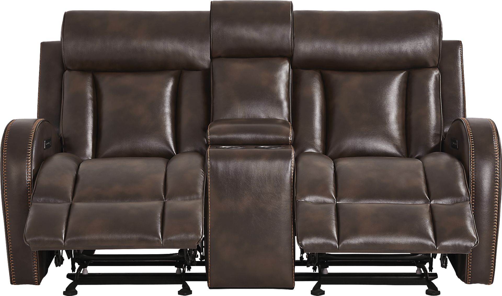 Copperfield Brown Polyester Fabric Dual Power Reclining Loveseat ... Copperfield Brown Polyester Fabric Dual Power Reclining Loveseat ...