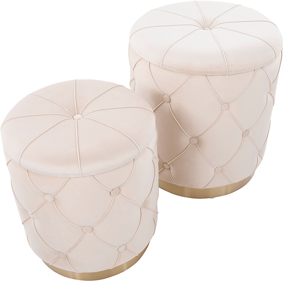 Coppinger Cream Beige Velvet Plush Ottomans | Rooms to Go