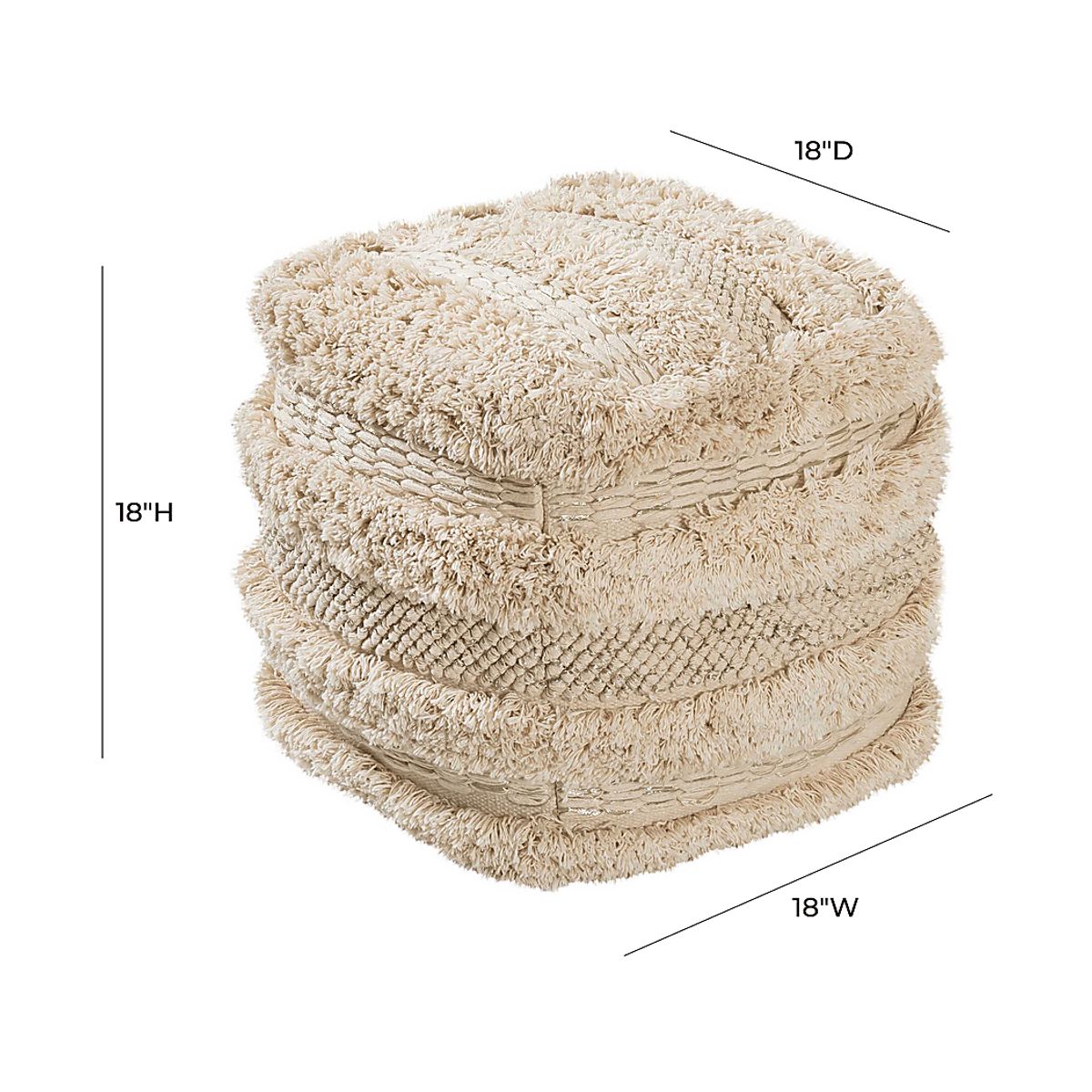 Cora Elle Beige Cotton Fabric Pouf | Rooms to Go