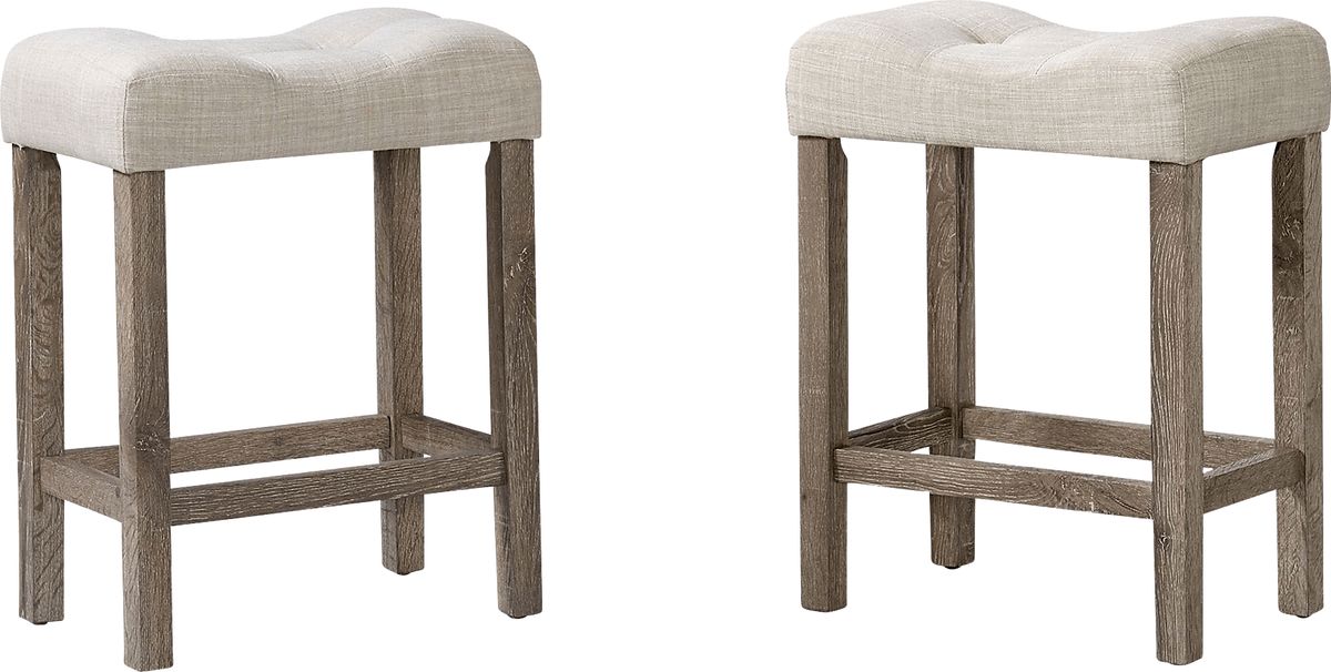 Coralwood Natural Beige,White Polyester Fabric Counter Stool Set Of 2 ...