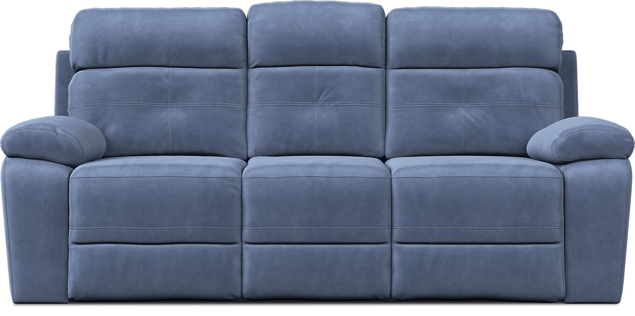 Corinne Blue Microfiber Manual Reclining Sofa | Rooms to Go