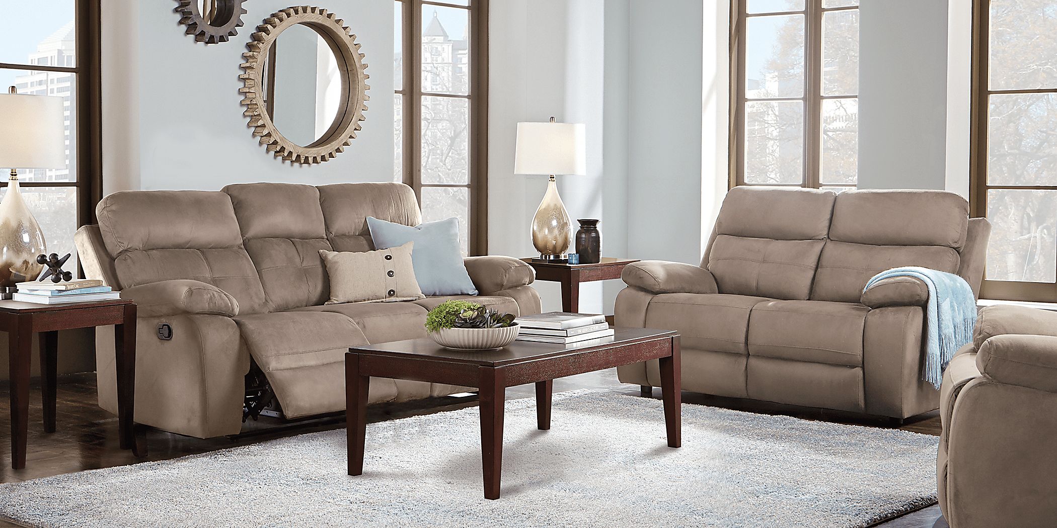 Corinne Stone 5 Pc Living Room with Reclining Sofa - Rooms To Go