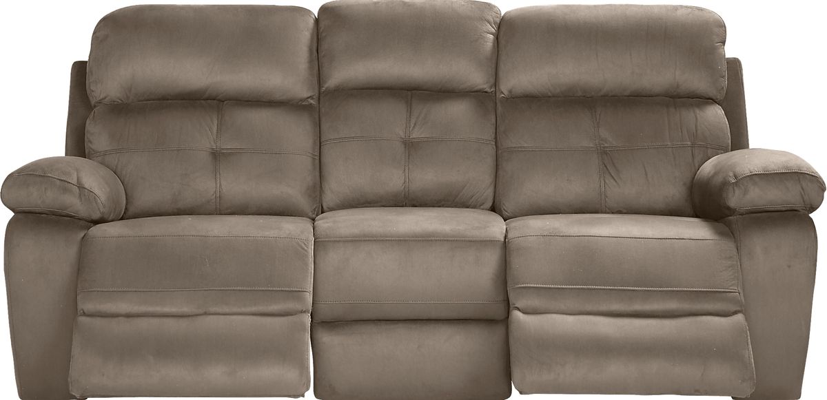 Corinne 3 Pc Stone Beige Microfiber Non-Power Reclining Classic Living ...