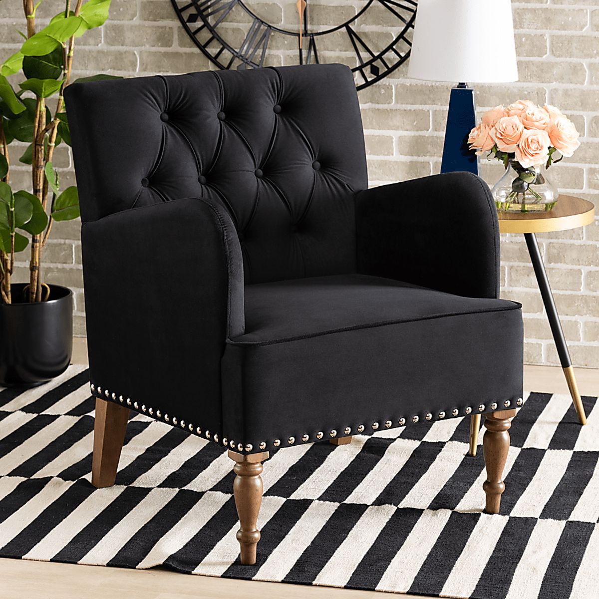 Corlandt Black Black,Colors Polyester Fabric Accent Chair | Rooms to Go