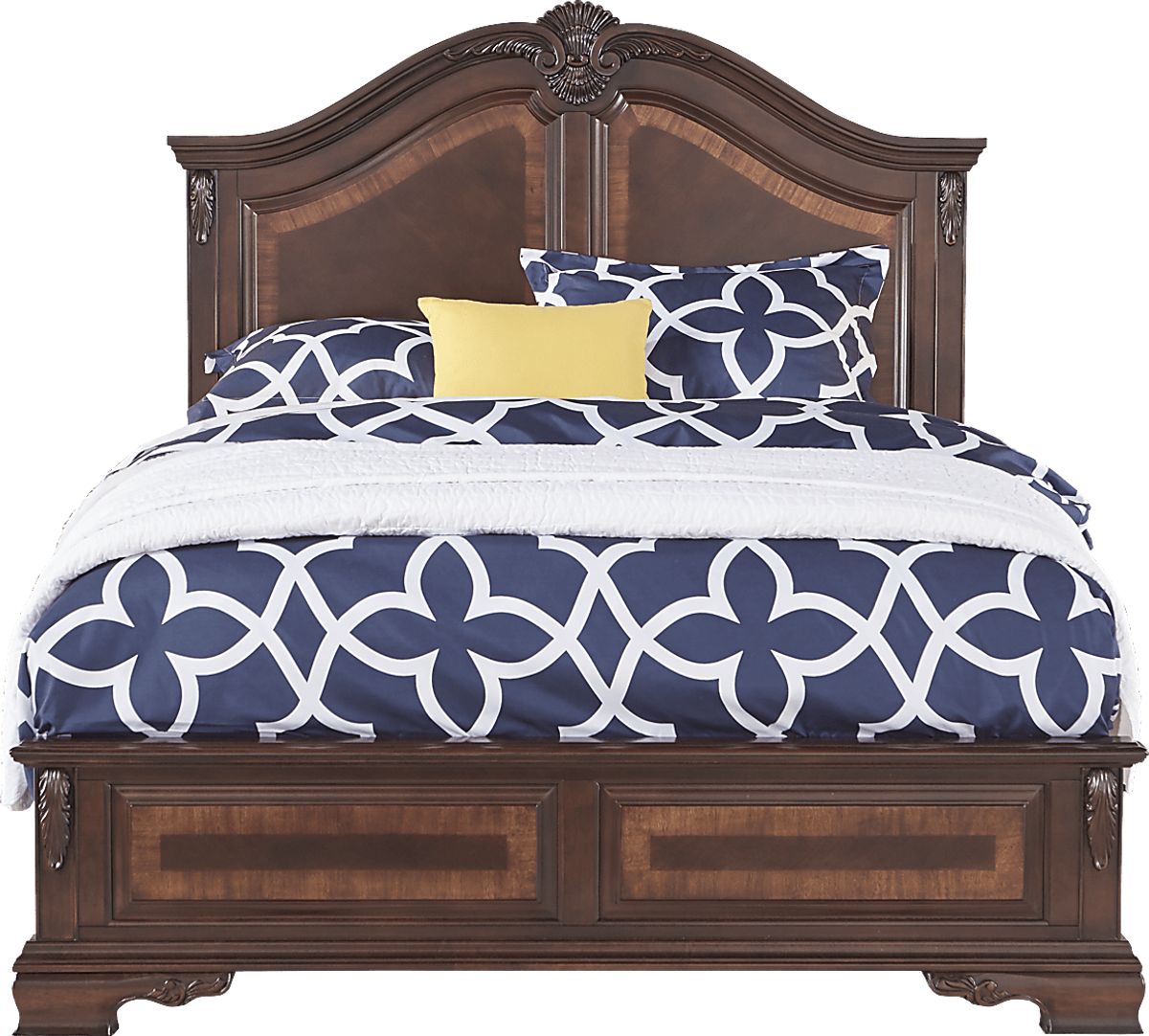 Cortinella 5 Pc Brown Cherry Dark Wood Queen Bedroom Set With 3 Pc ...
