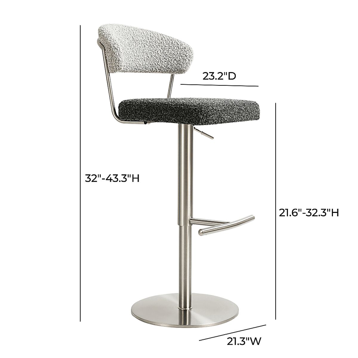 Cosmo II Black Boucle Swivel Barstool | Rooms to Go