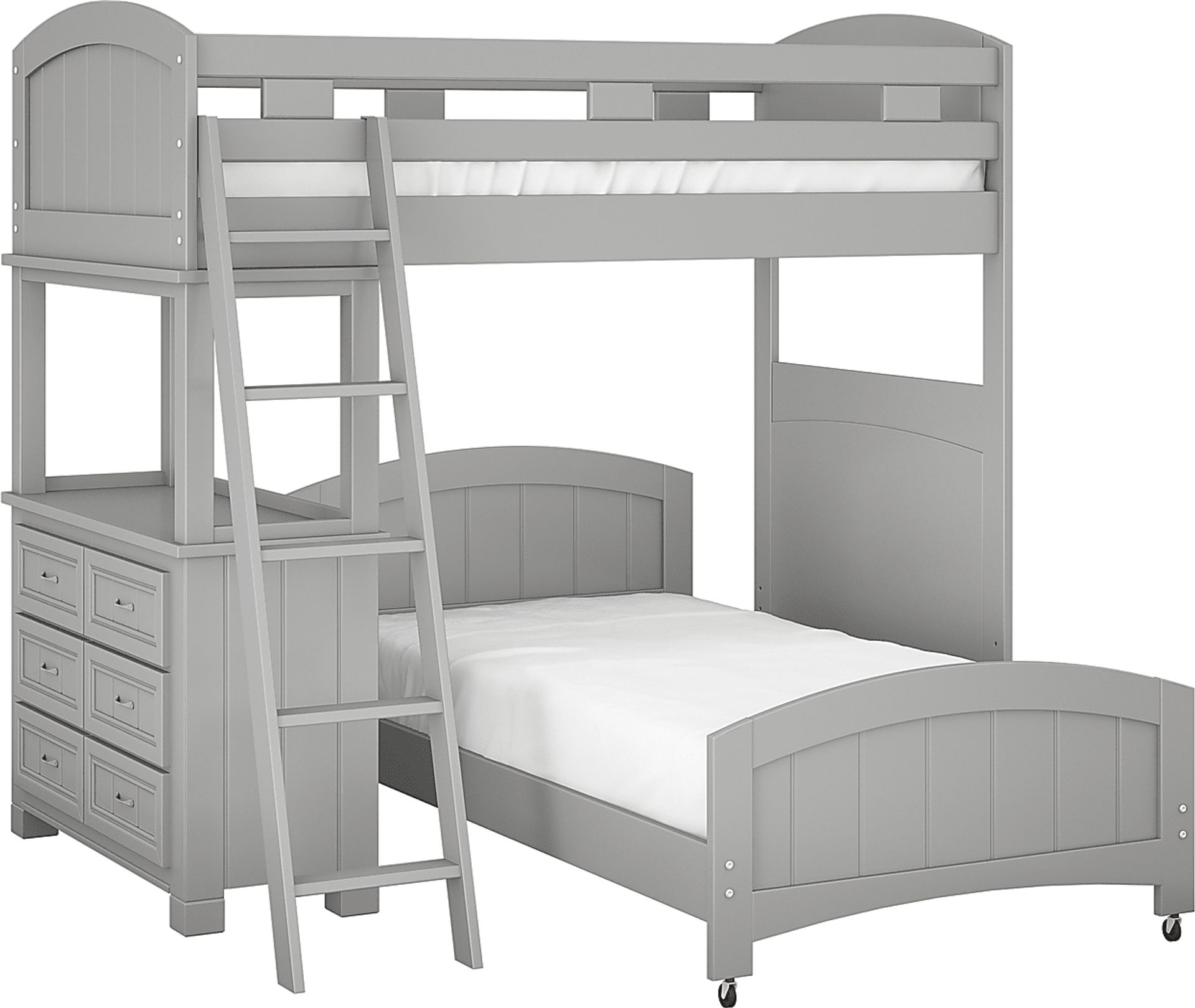 Cottage Colors Gray Twin/Twin Loft Bunk W/ Dresser | Rooms to Go