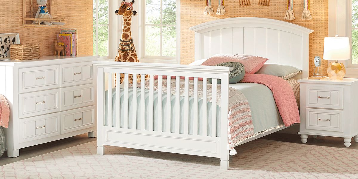 Cottage Colors 6 Pc Willow White Bedroom Set With Dresser With Changing ...