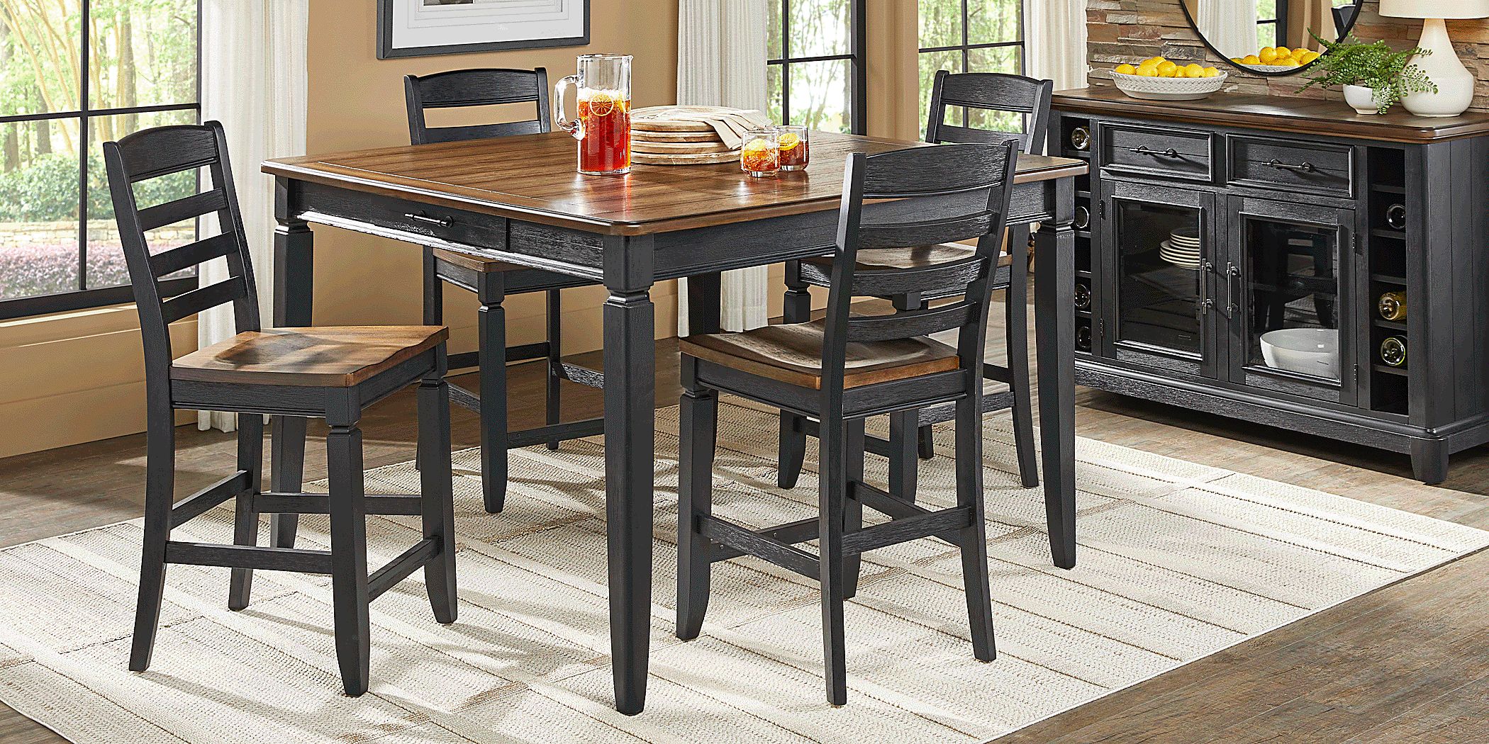 Country Lane 5 Pc Black Black,Colors Dining Room Set With Counter ...