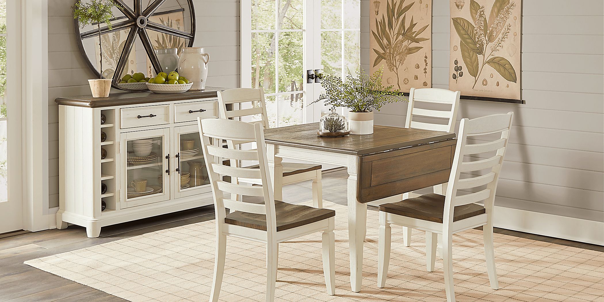 Country Lane Antique White 5 Pc Drop Leaf Dining Room with Ladder Back ...