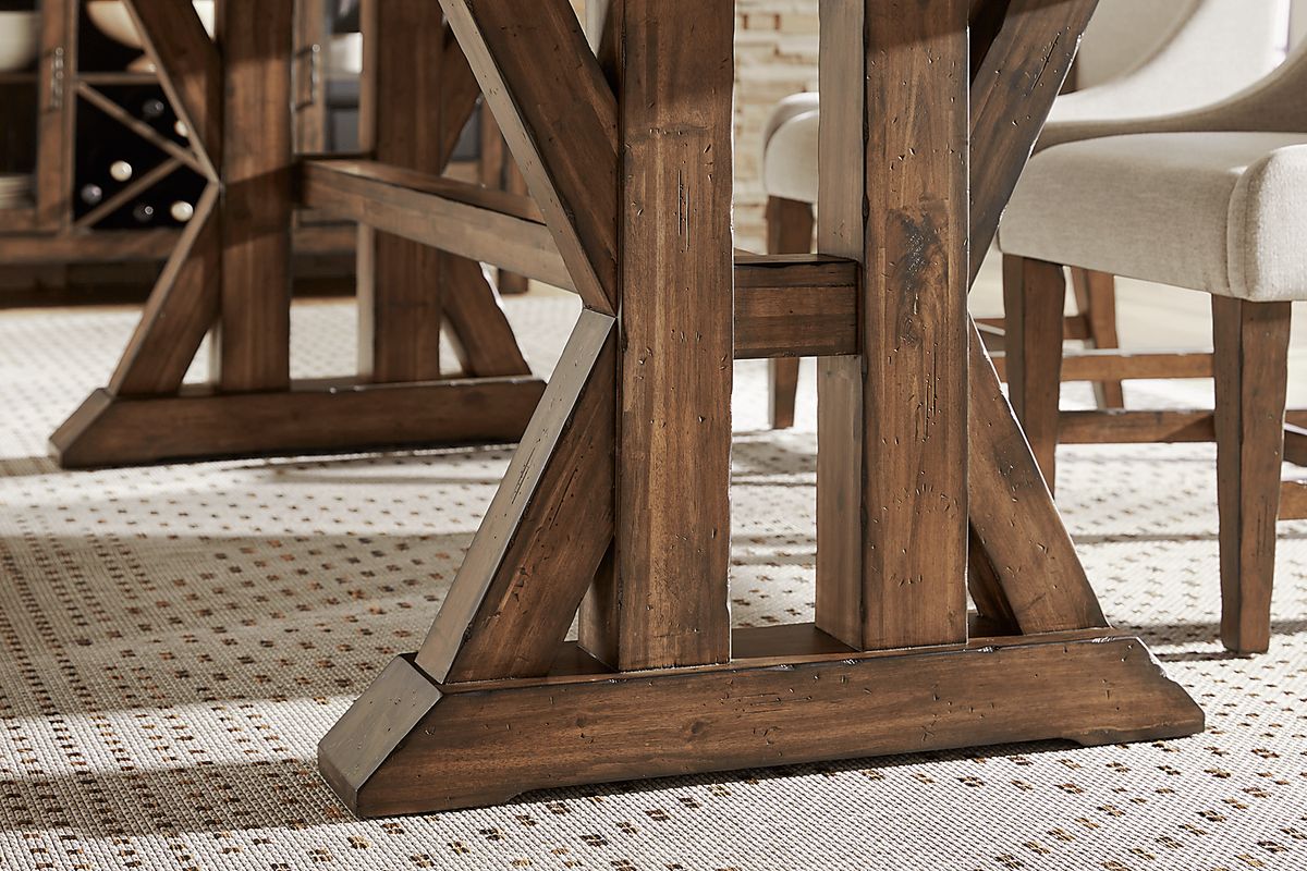 Covered Bridge 6 Pc Tobacco Dark Wood Beige Dining Room Set With Dining ...