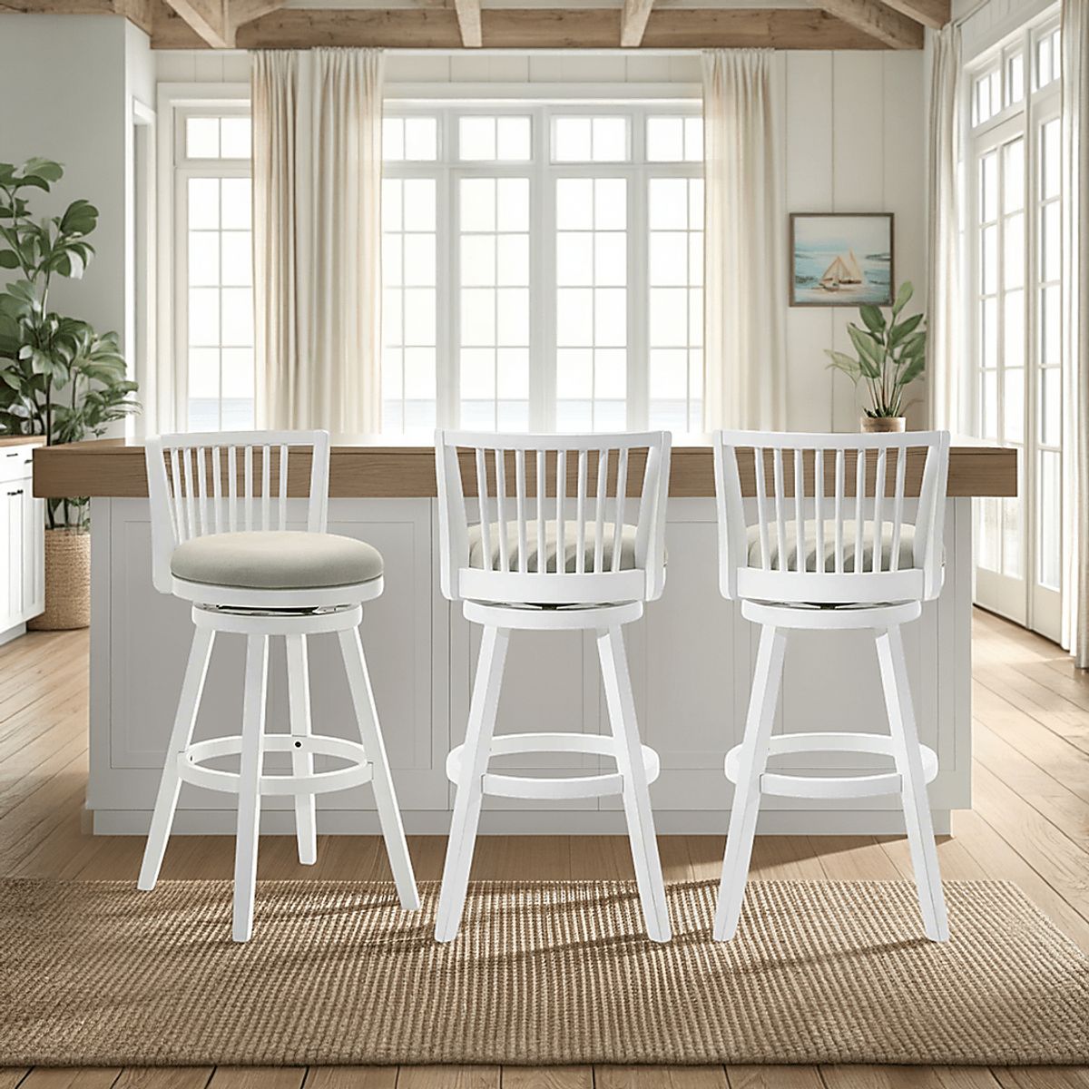 Cragy I Beige,White Barstool | Rooms to Go