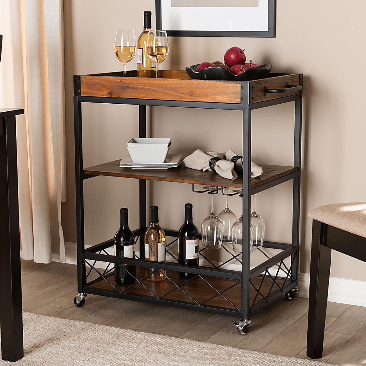 Cranbrook Oak Bar Cart - Rooms To Go