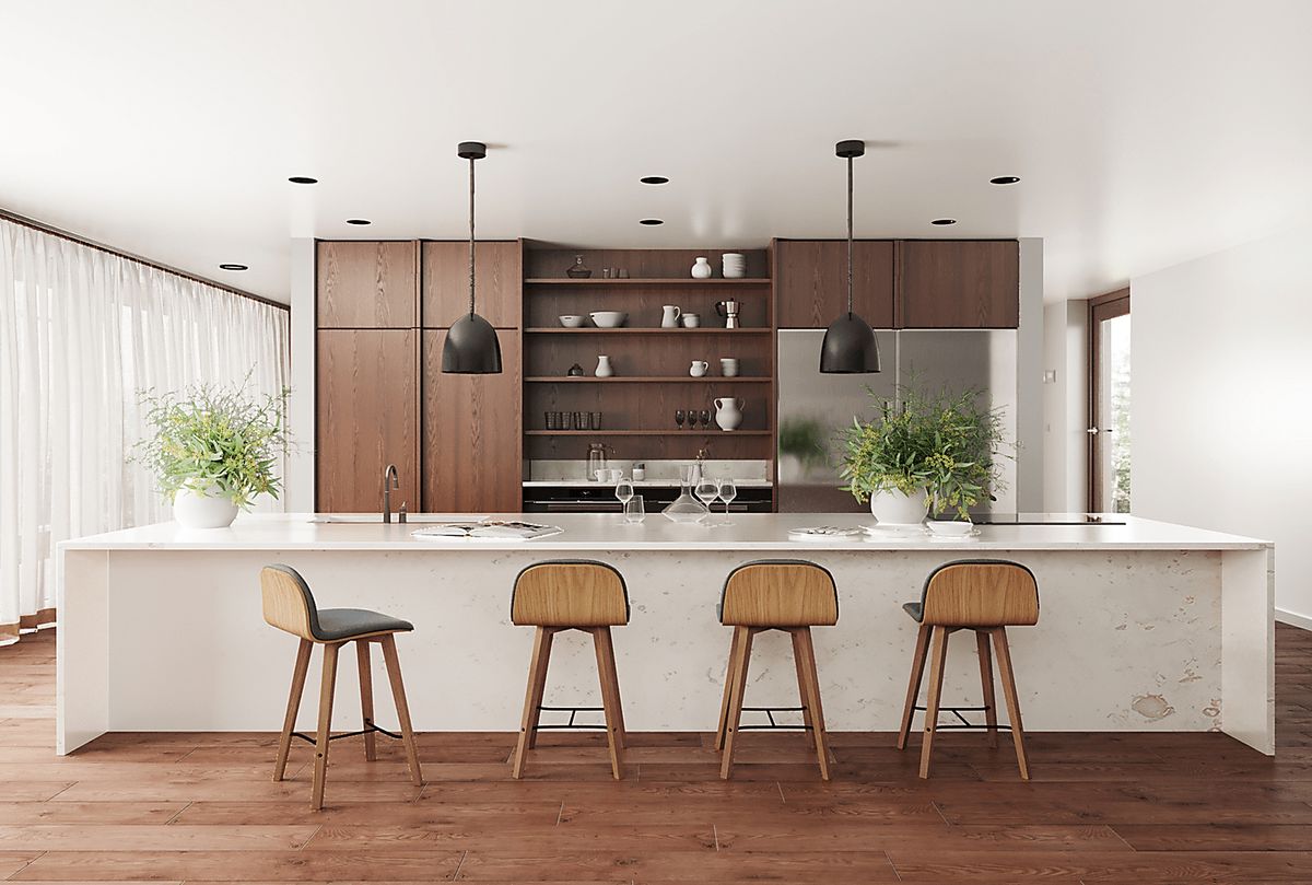 Creekmoore Brown Dark Wood Gray Polyester Fabric Counterstool | Rooms to Go