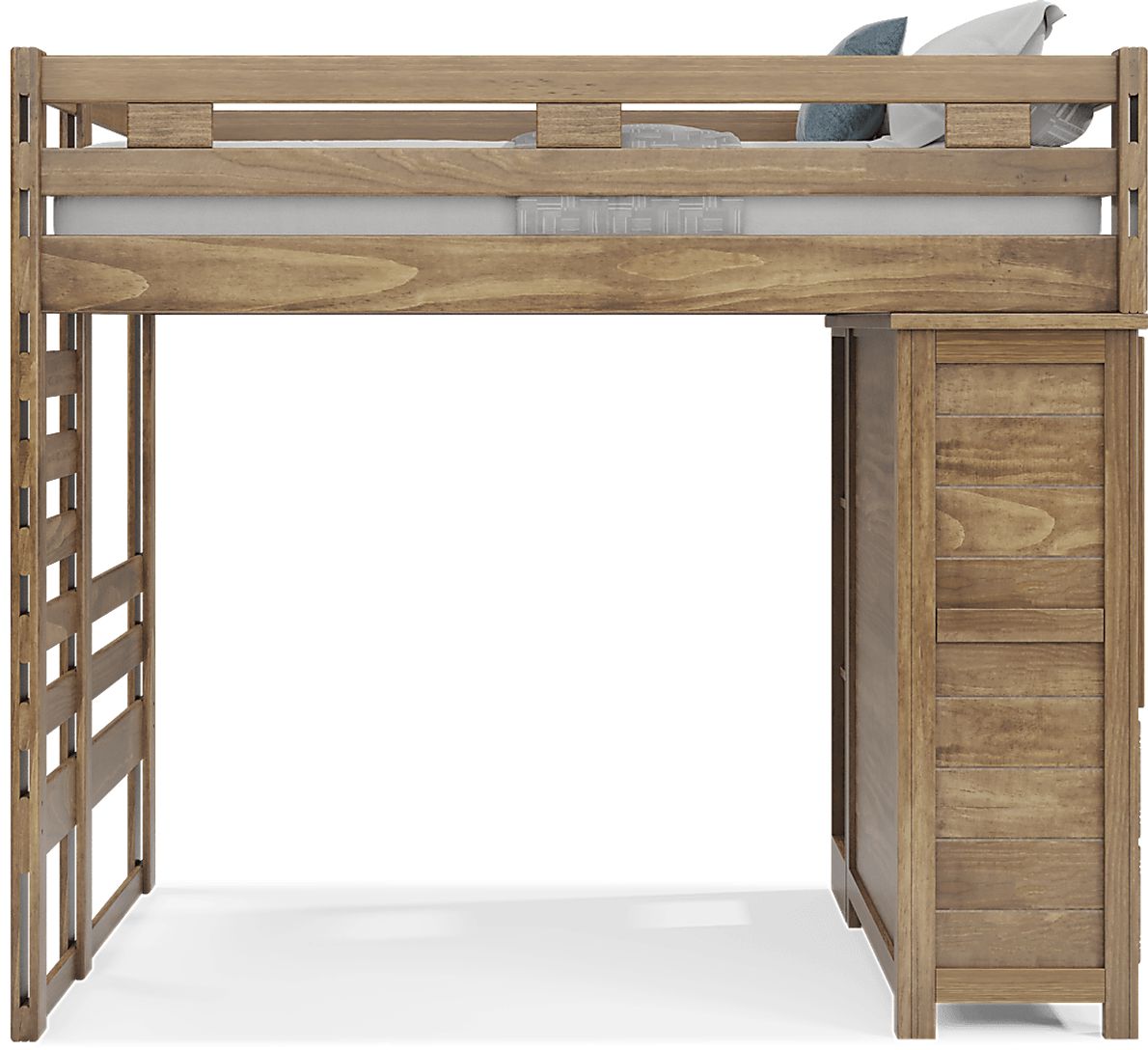 Kids Creekside 2.0 Chestnut Full Loft with Loft Chest and Bookcase ...