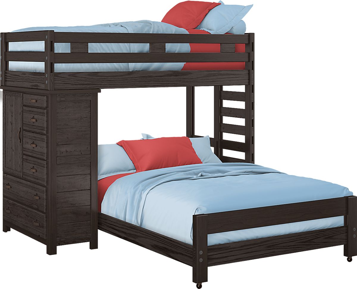 Creekside Charcoal Gray Twin/Full Student Loft Bed With Chest | Rooms to Go
