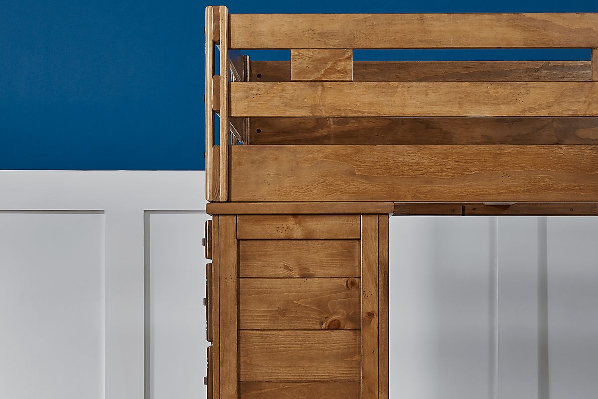Creekside Chestnut Dark Wood Twin/Full Loft Bed With Chest | Rooms to Go