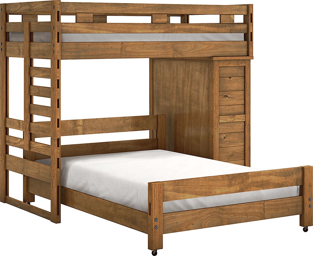 Creekside Chestnut Dark Wood Twin/Full Loft Bed With Chest | Rooms to Go