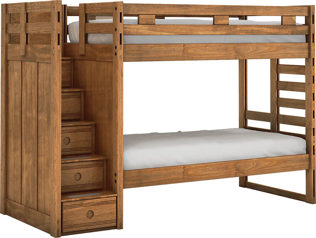 Creekside Chestnut Dark Wood Twin/Twin Step Bunk Bed | Rooms to Go