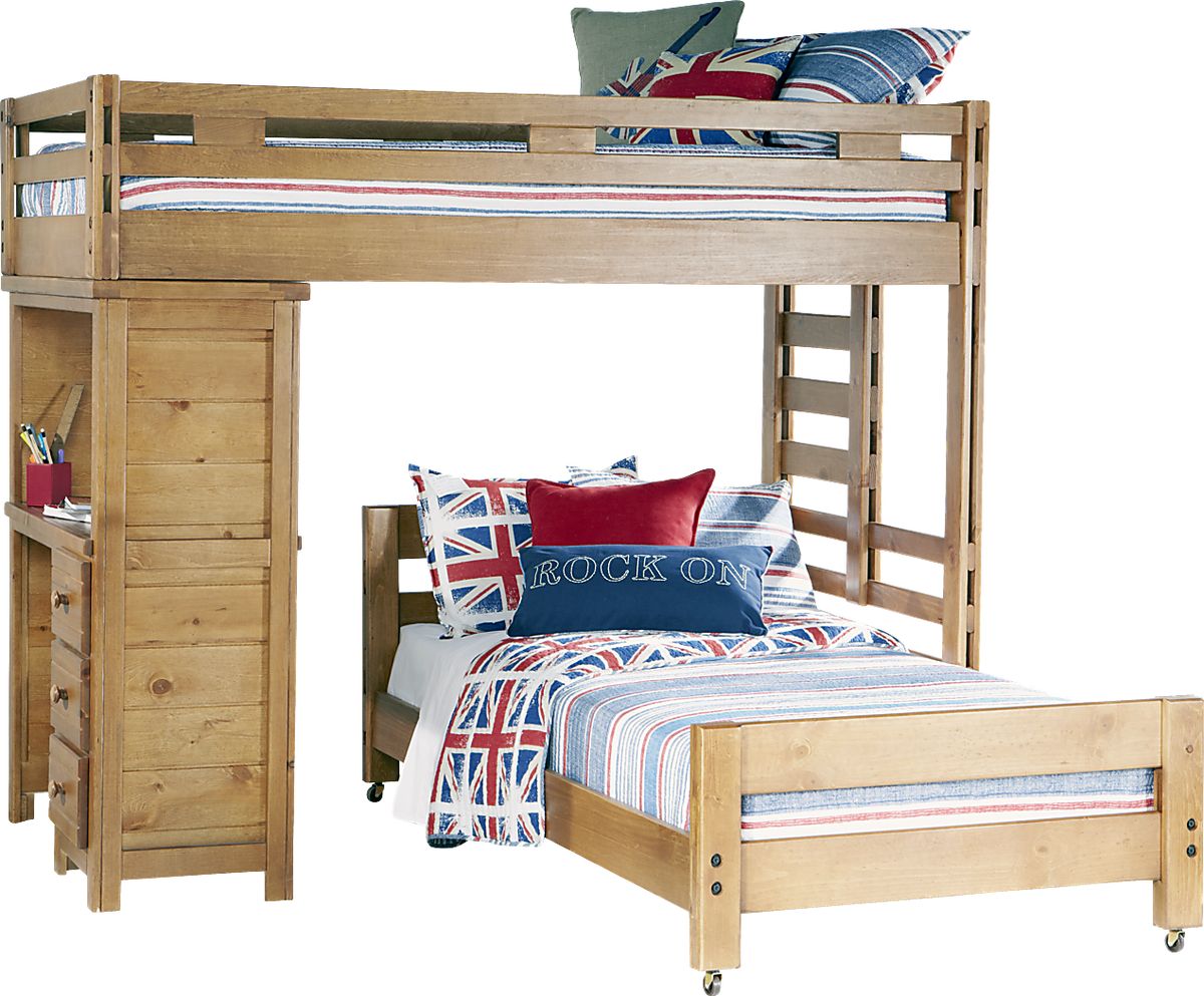 Creekside Taffy Light Wood 7 Pc Student Loft Bed | Rooms to Go