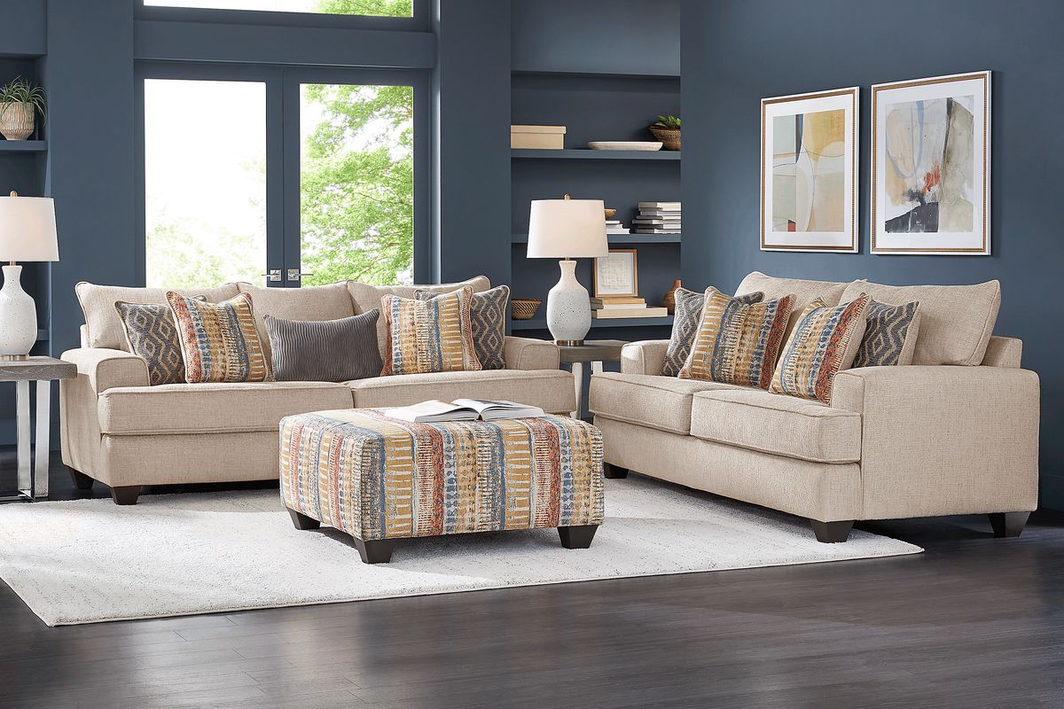 Crescent Bay 2 Pc Beige Woven Living Room Set | Rooms to Go