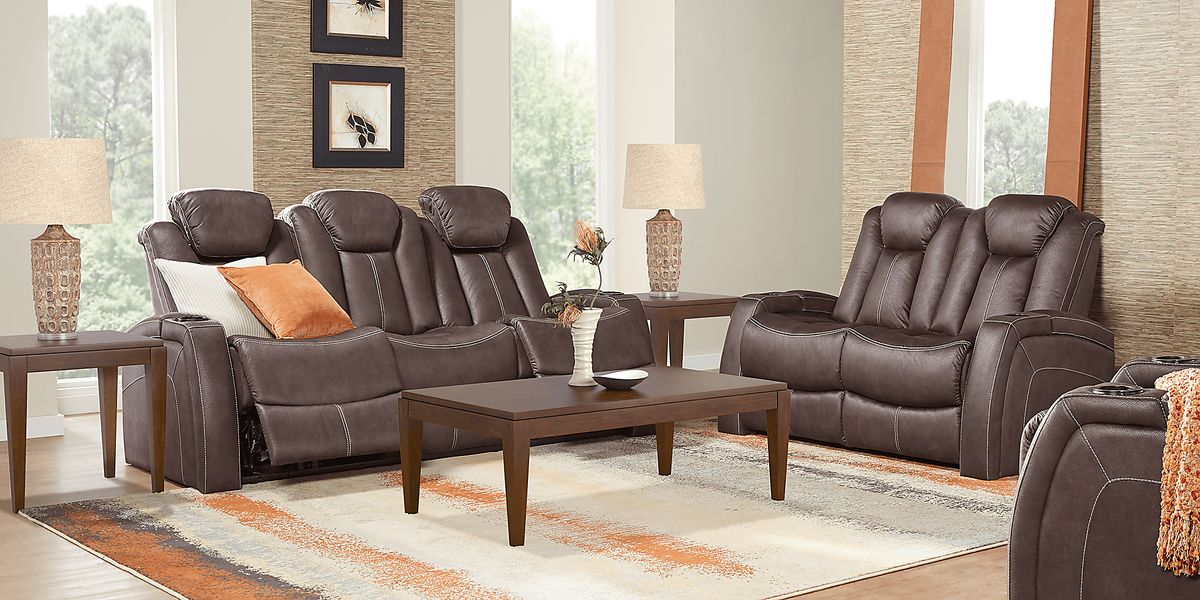 Crestline 7 Pc Chocolate Brown Microfiber Power Reclining Classic ...