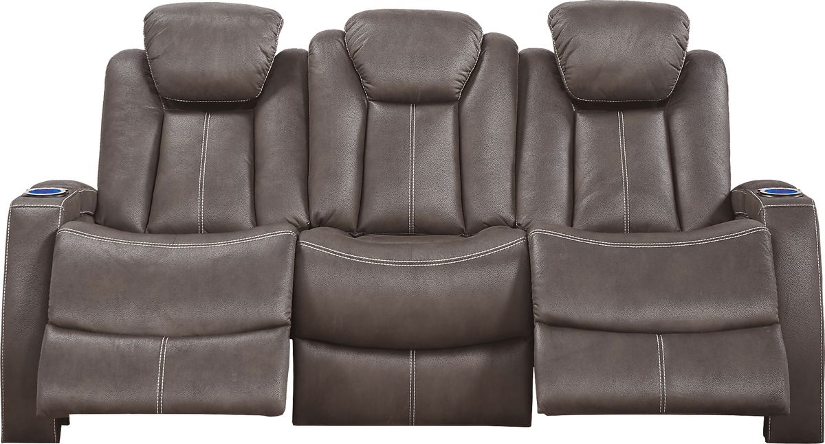 Crestline Chocolate Brown Microfiber Power Reclining Sofa | Rooms to Go
