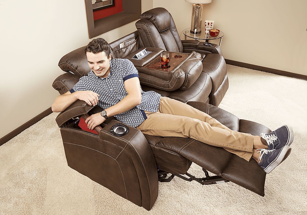 Crestline Chocolate Brown Microfiber Power Reclining Sofa | Rooms to Go