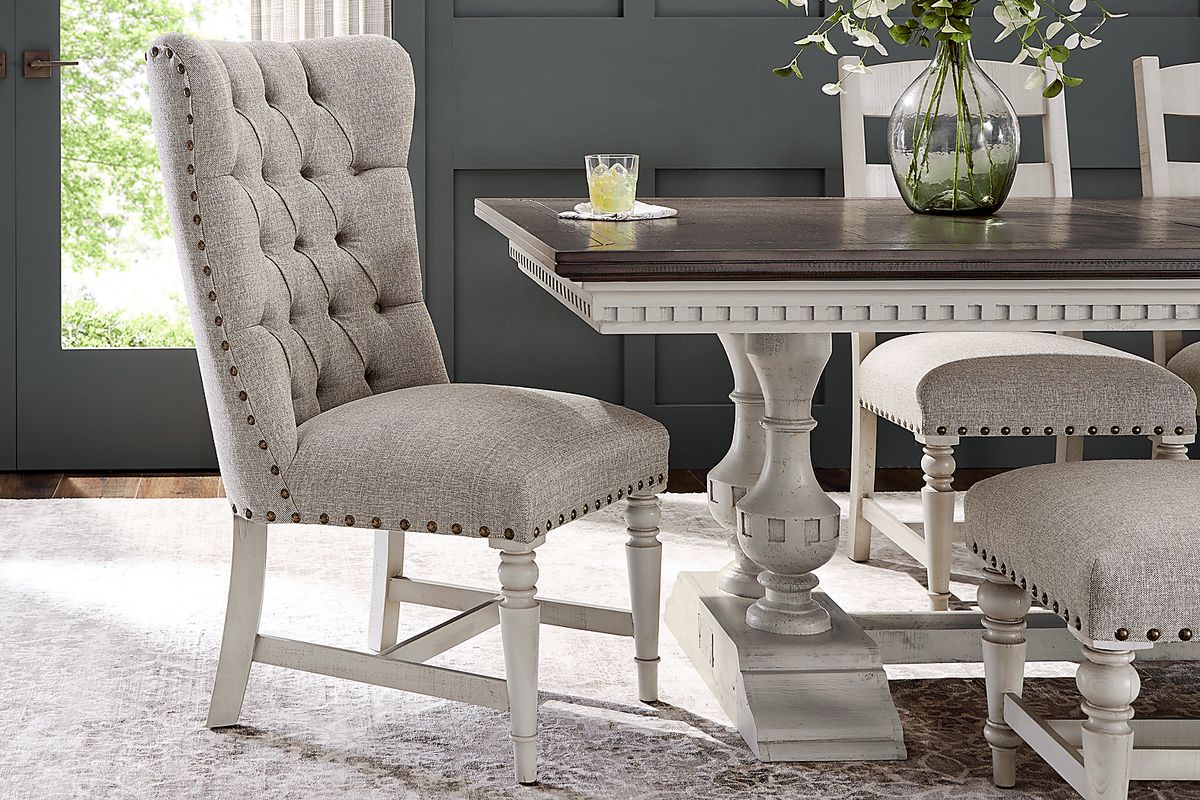 Crestwell Manor White Colors,White Dark Gray Upholstered Side Dining ...