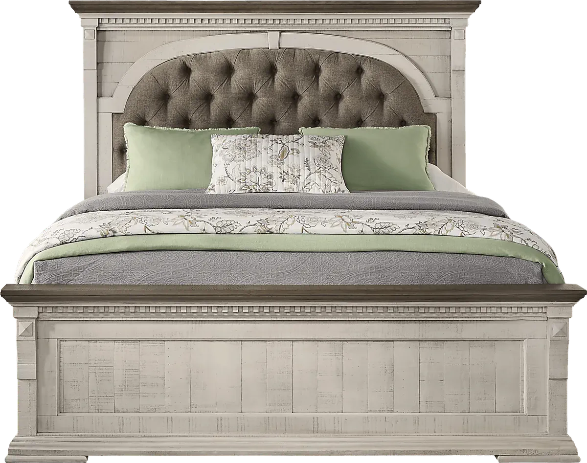 Crestwell Manor 7 Pc White Colors,White Fabric King Bedroom Set With 3 ...