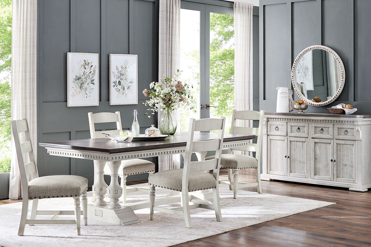 Crestwell Manor 5 Pc White Colors,White Dining Room Set With Dining ...