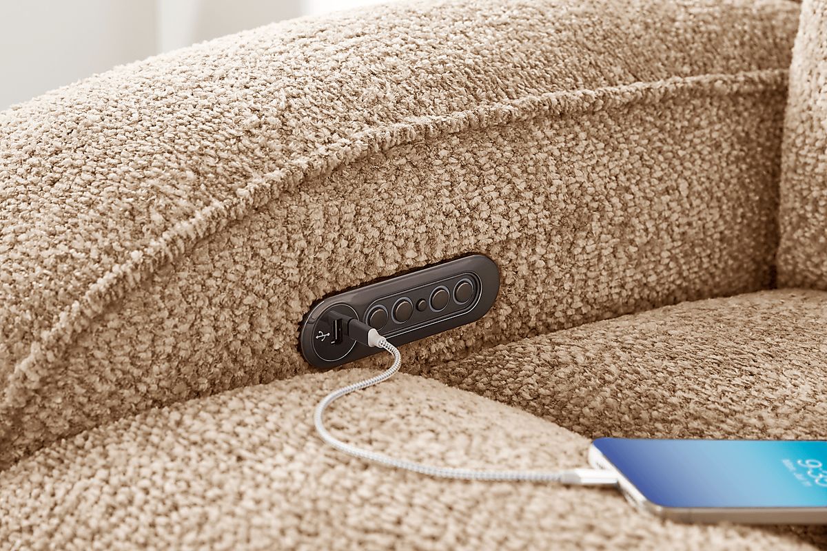 Crestwood Tan Beige,Brown Woven Dual Power Reclining Sofa | Rooms to Go
