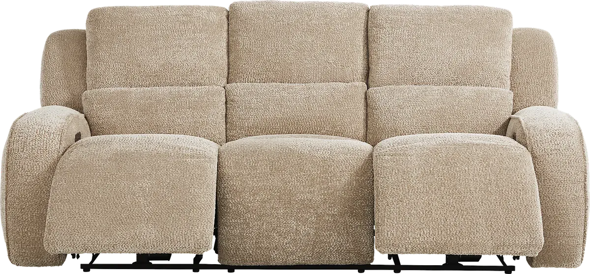 Crestwood Tan Beige,Brown Woven Dual Power Reclining Sofa | Rooms to Go