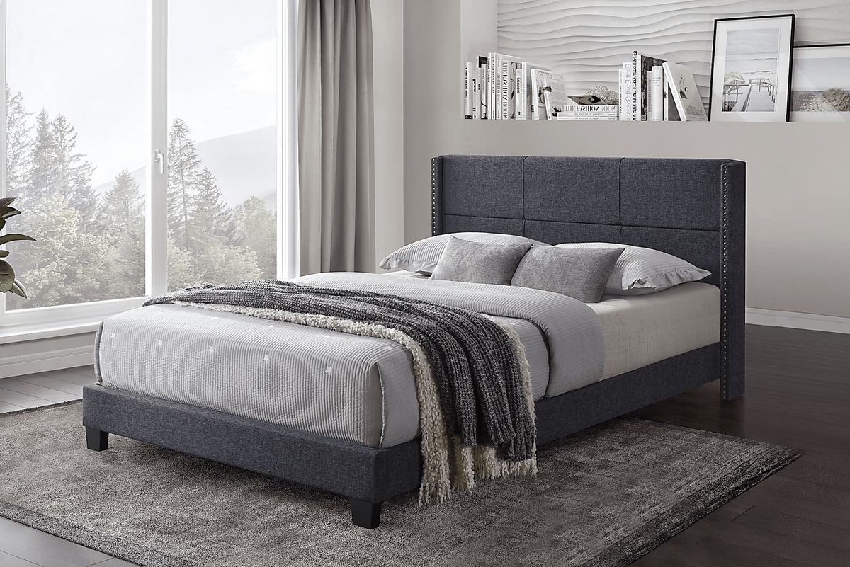 Cromwell Gray Polyester Fabric Queen Bed | Rooms to Go