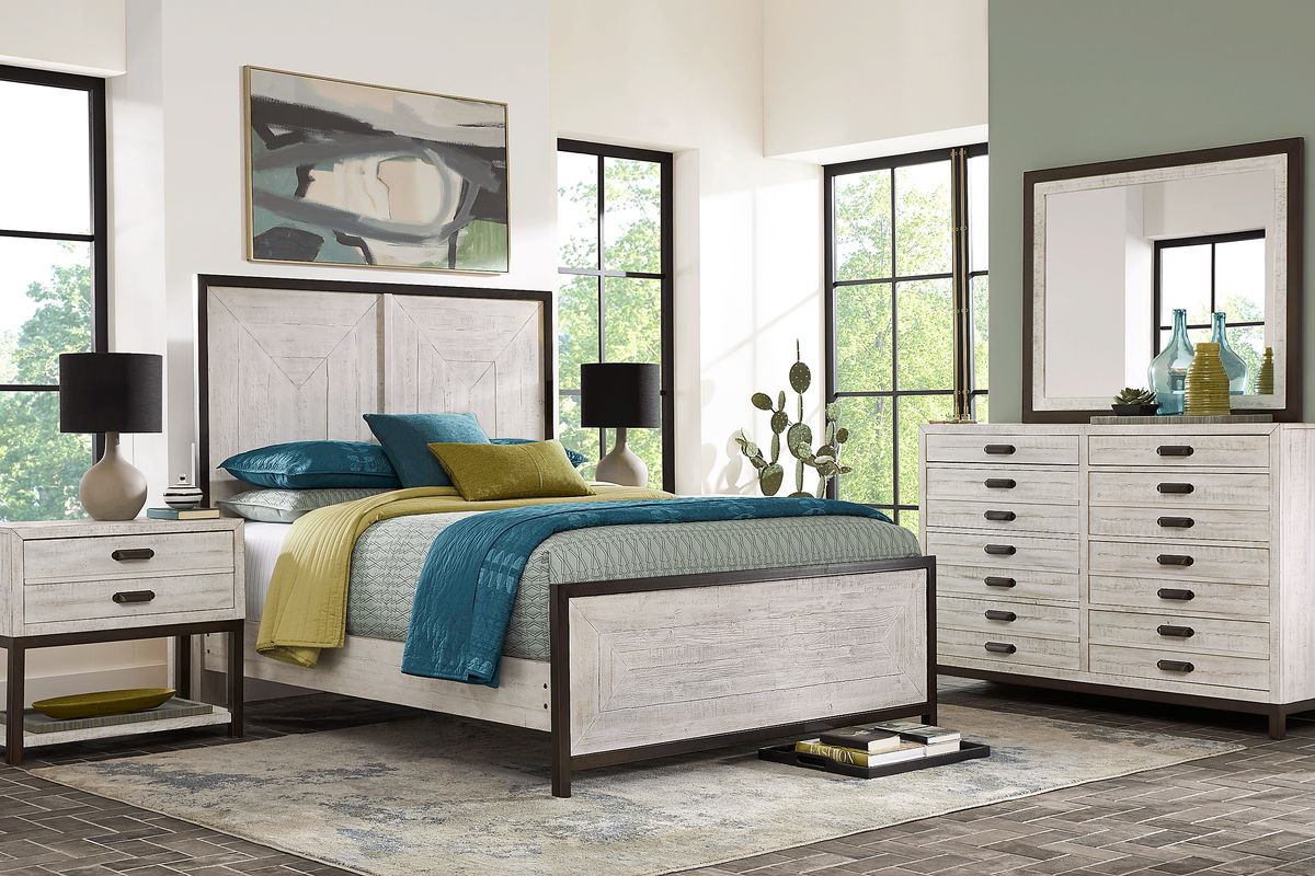 Crossgate 7 Pc White Colors,White Queen Bedroom Set With 3 Pc Queen Panel Bed, Dresser ...