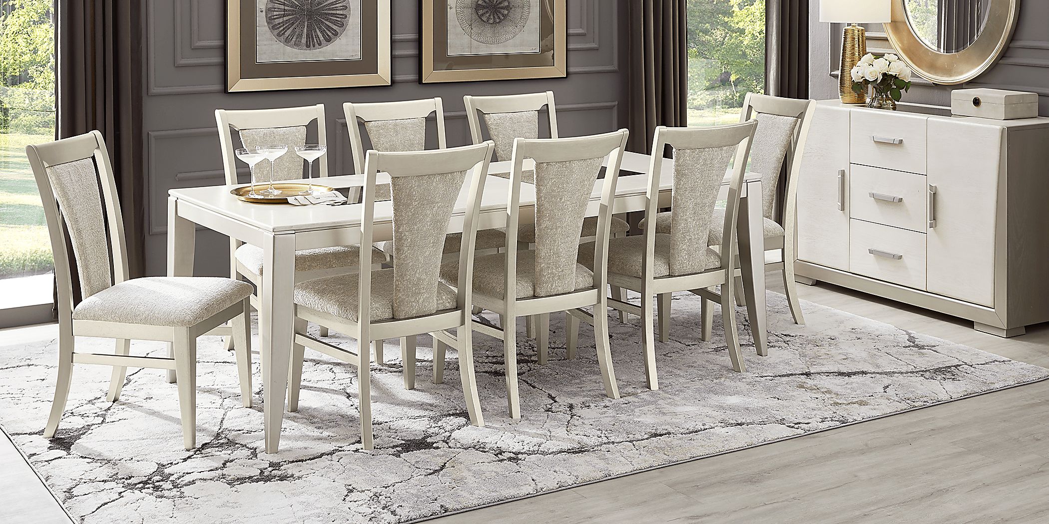 Crown Point 5 Pc Champagne Colors Dining Room Set With Dining Table ...