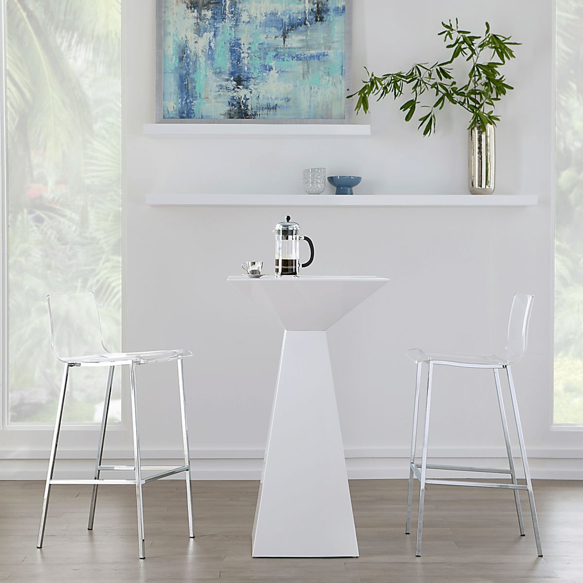 Crownhardt Clear White Barstool, Set Of 2 | Rooms to Go
