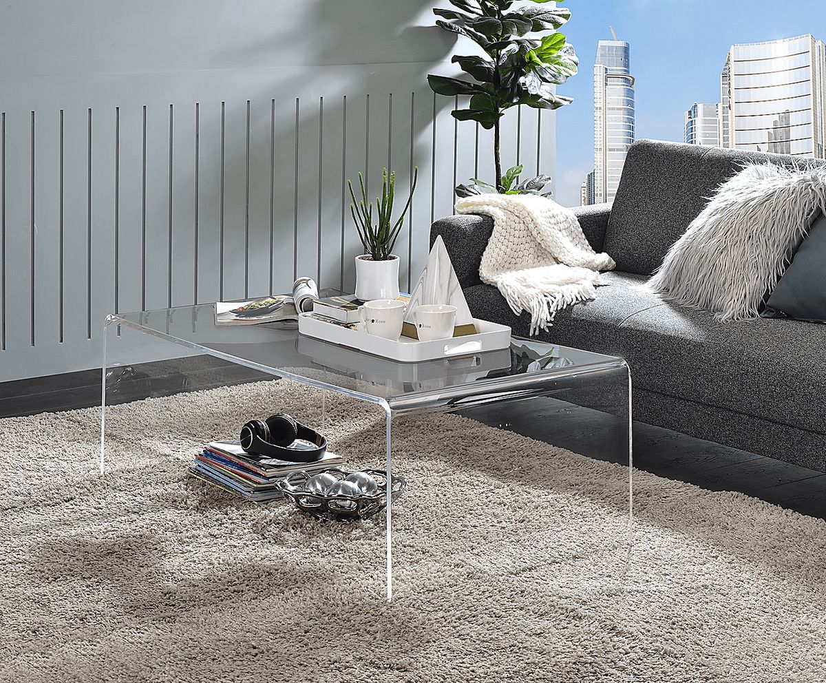 Crystalview Clear White Cocktail Table | Rooms to Go