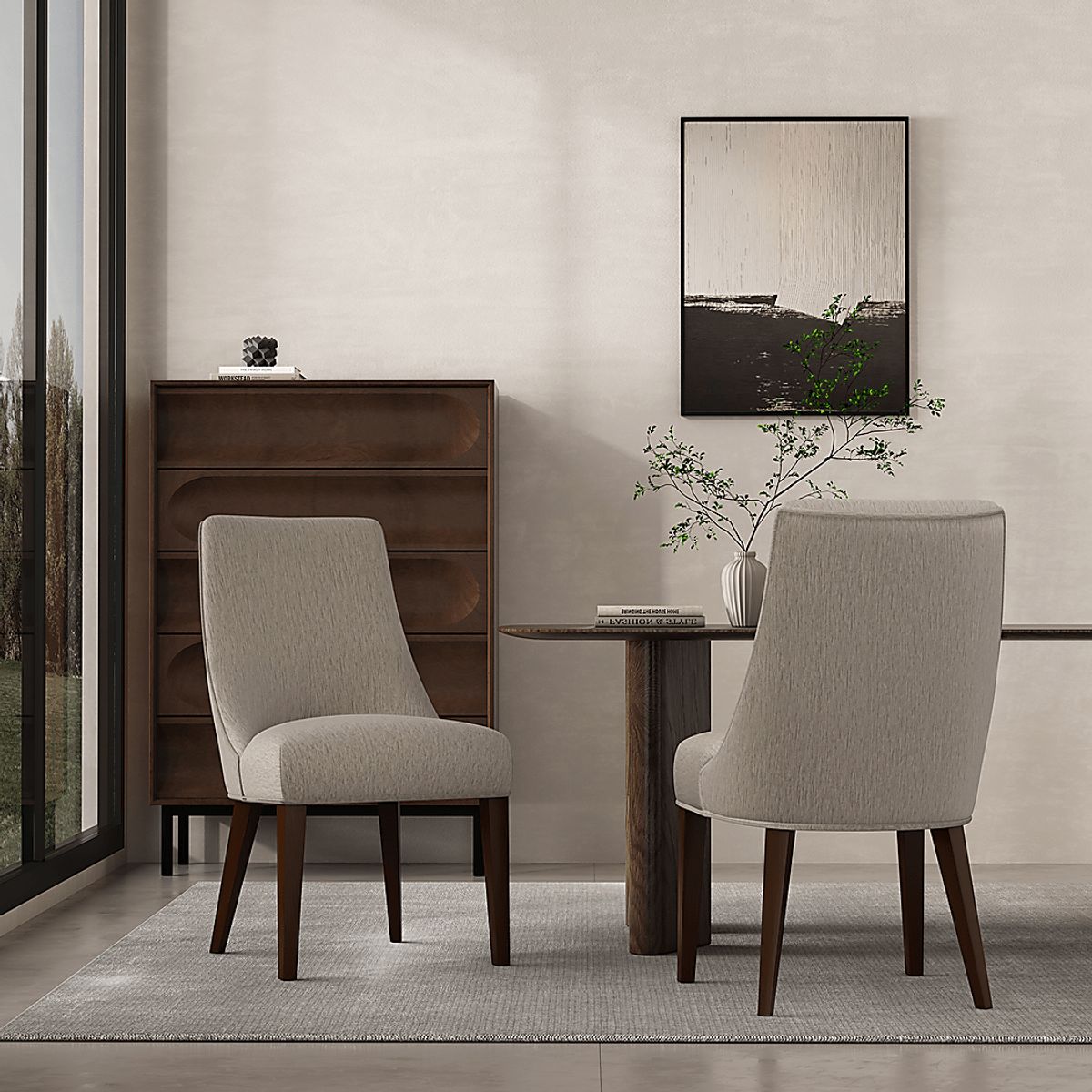 Cubecast Taupe Beige Chenille Fabric Dining Chair, Set Of 2 | Rooms to Go