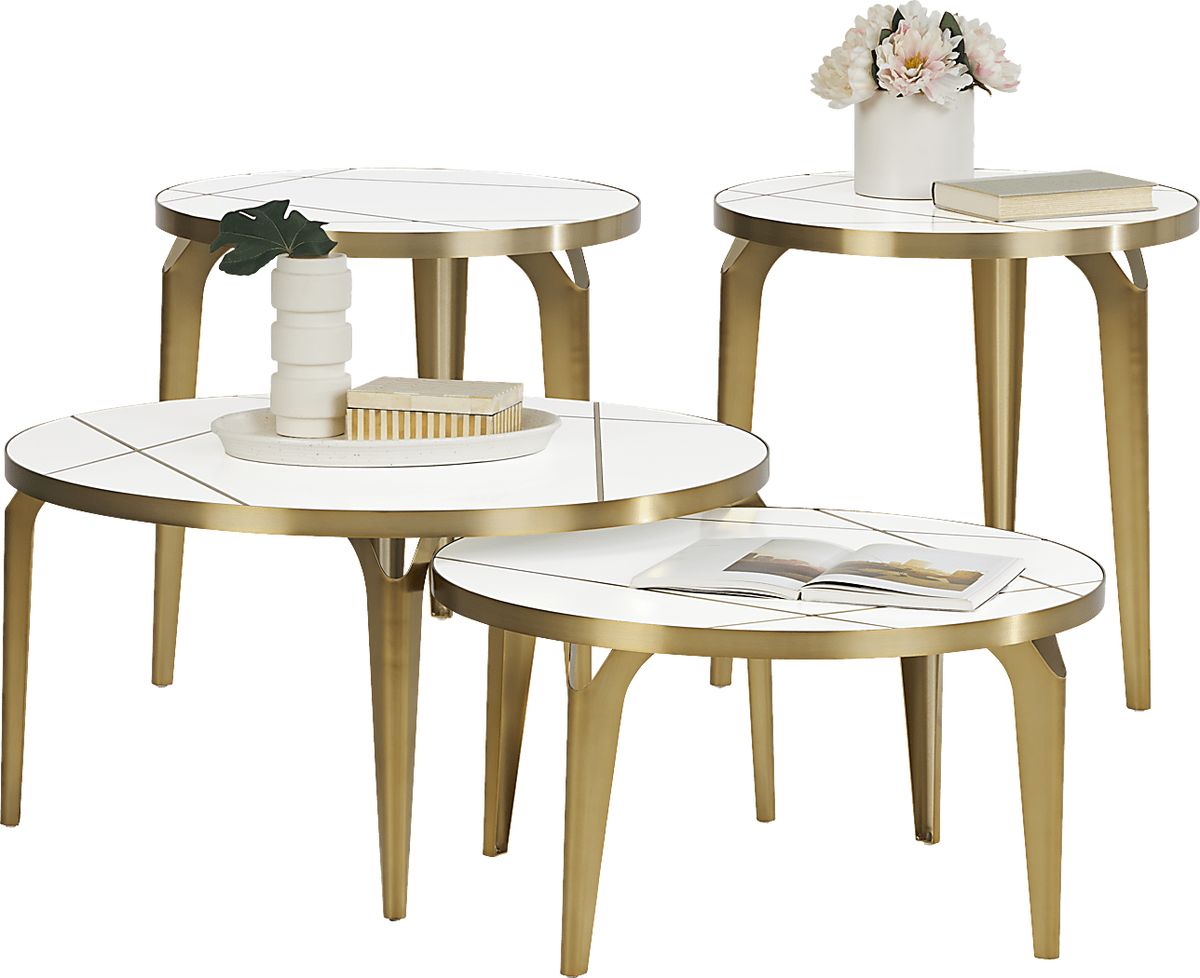 Cyntelli Brass White 4 Pc Occasional Set | Rooms to Go