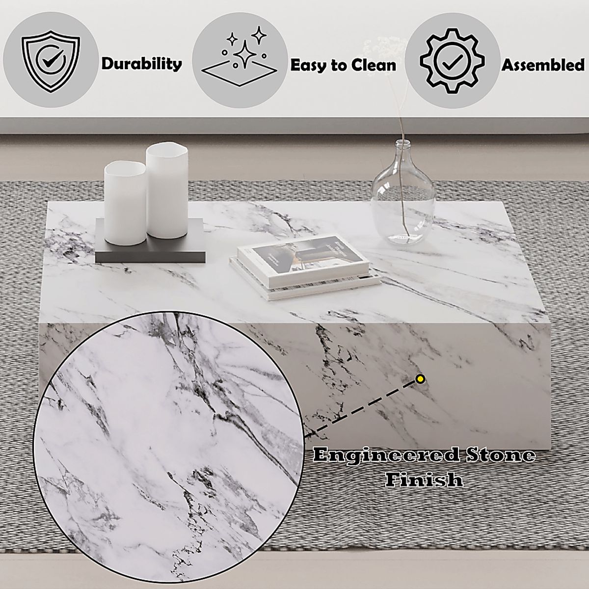 Dagama VI White Colors,White Cocktail Table | Rooms to Go
