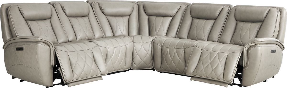 Dalton Gray Leather 5 Pc Triple Power Reclining Sectional | Rooms to Go