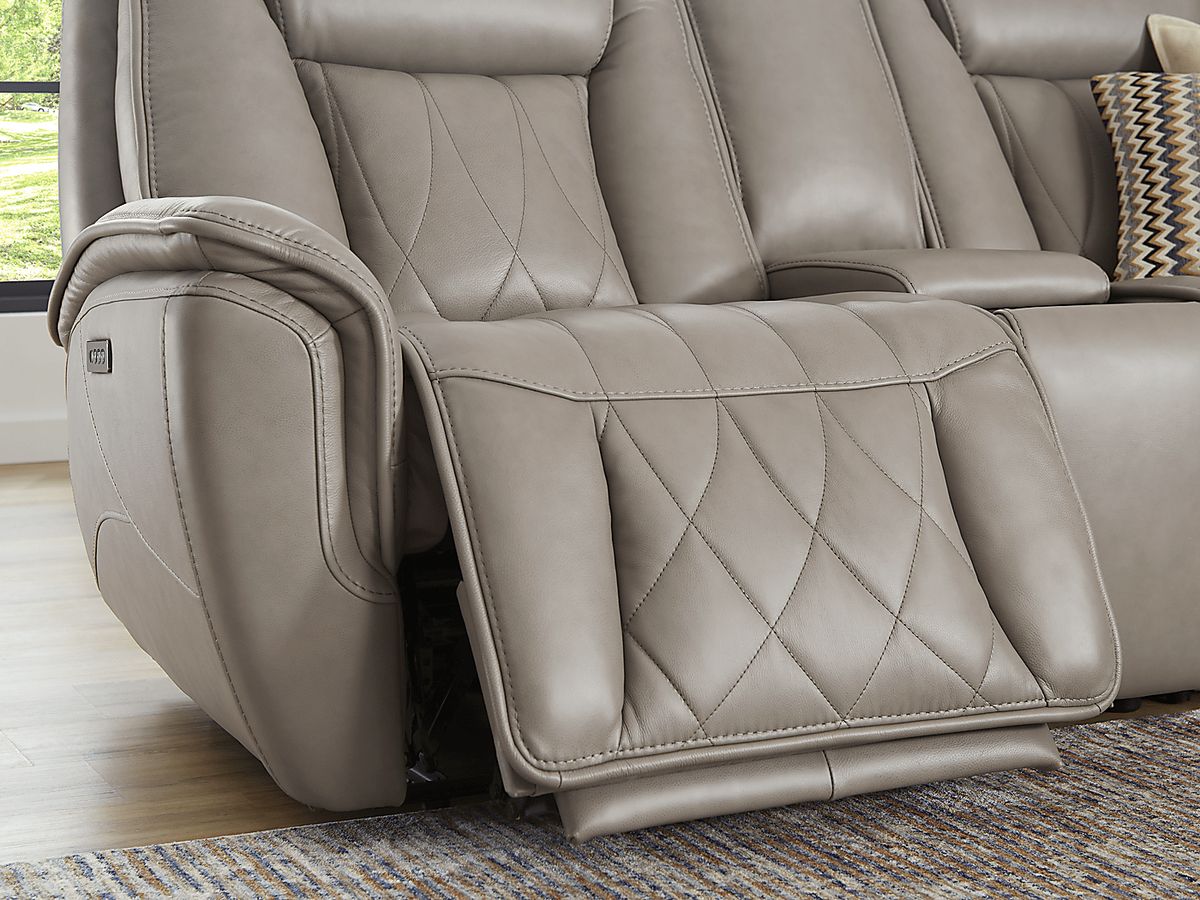 Dalton Gray Leather 6 Pc Triple Power Reclining Sectional | Rooms to Go