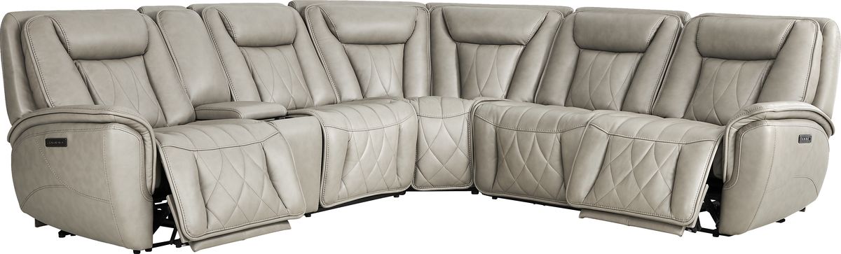 Dalton Gray Leather 6 Pc Triple Power Reclining Sectional | Rooms to Go