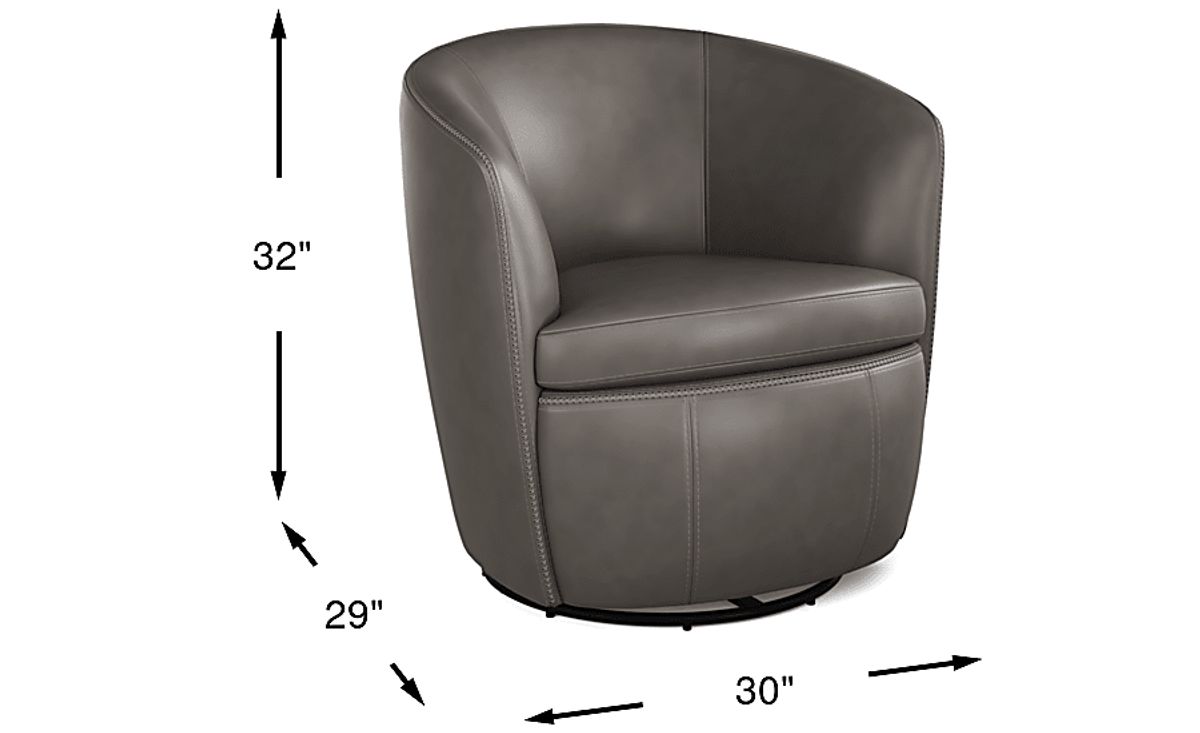 Damascus Gray Leather Swivel Accent Chair | Rooms to Go