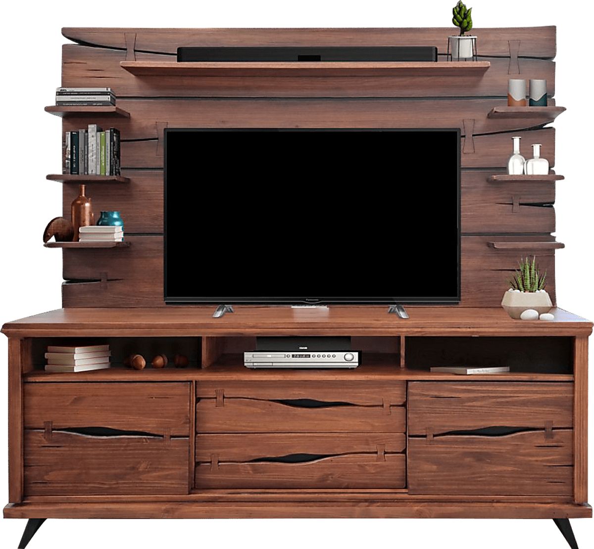 Dana Point II Brown Dark Wood 2 Pc Wall Unit | Rooms to Go