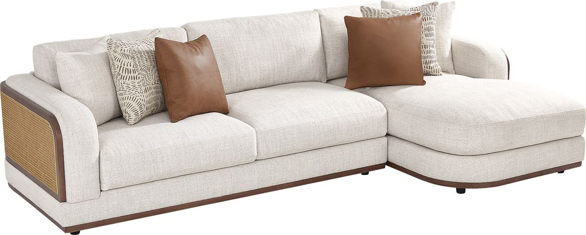 Danbury Lakes Wheat Beige Microfiber 2 Pc Right Arm Chaise Sectional ...