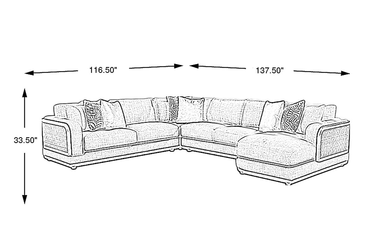 Danbury Lakes Wheat Beige Microfiber 4 Pc Right Arm Chaise Sectional ...