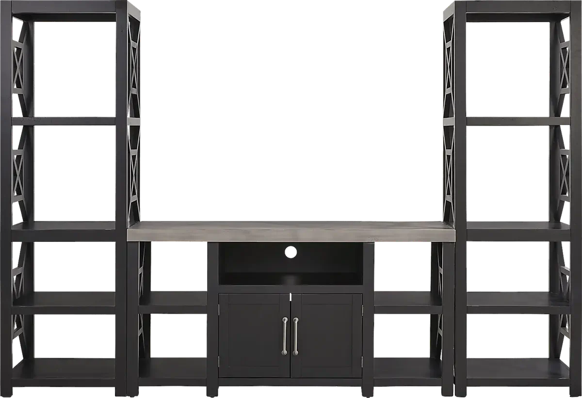 Danusa II Black Black,Colors 3 Pc Wall Unit With 62 in. Console | Rooms to Go